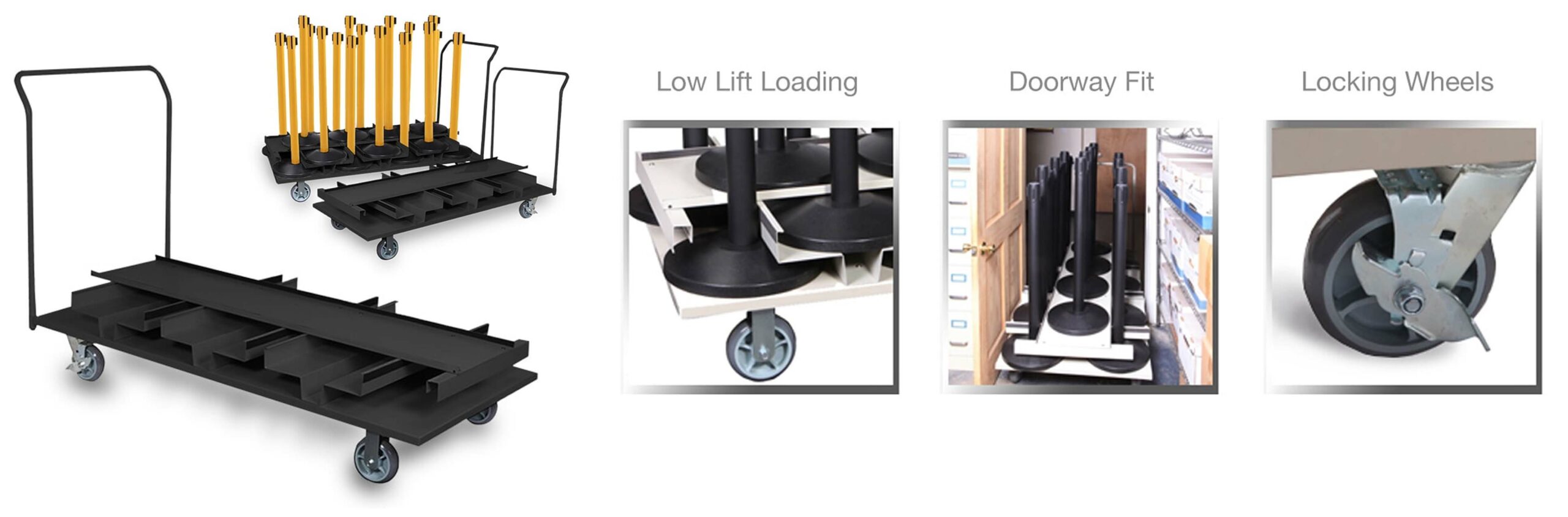 12 POST HORIZONTAL STANCHION CART – Queue Solutions